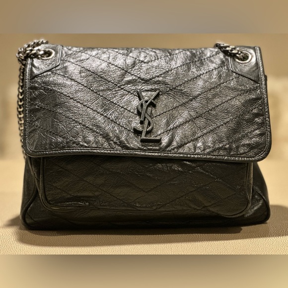 Yves Saint Laurent | Bags | Ysl Nikki Medium Crinkled Leather Bag ...